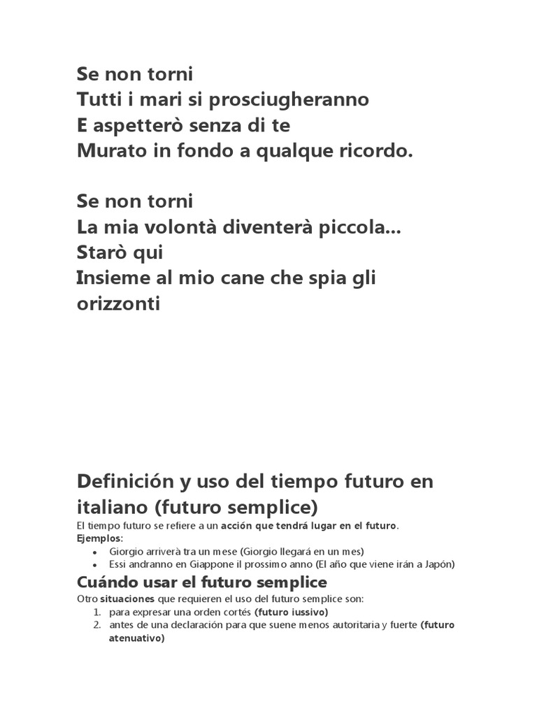 Futuro Italiano Pdf Morfología Lingüística Sintaxis