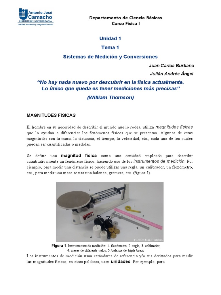 TEMA T1 Sistemas de Medicion y Conversiones U1.1 | PDF | Kilogramo | Medición