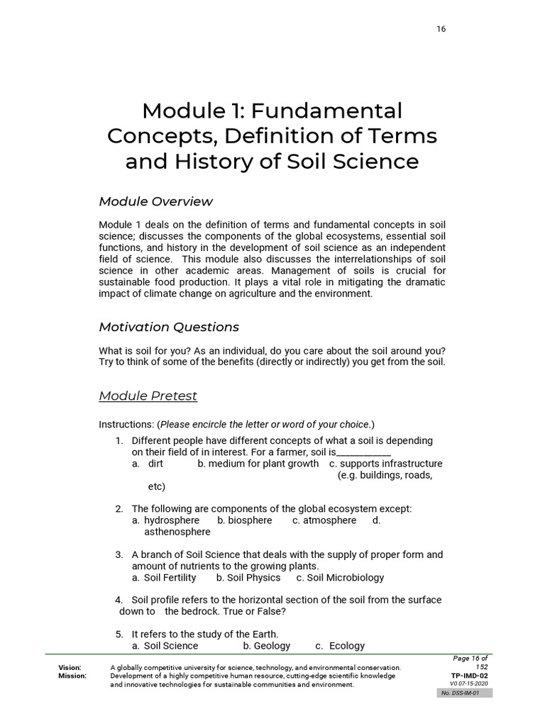 Module 1 - Fundamental Concepts, Definition of Terms and History of Soil Science | PDF