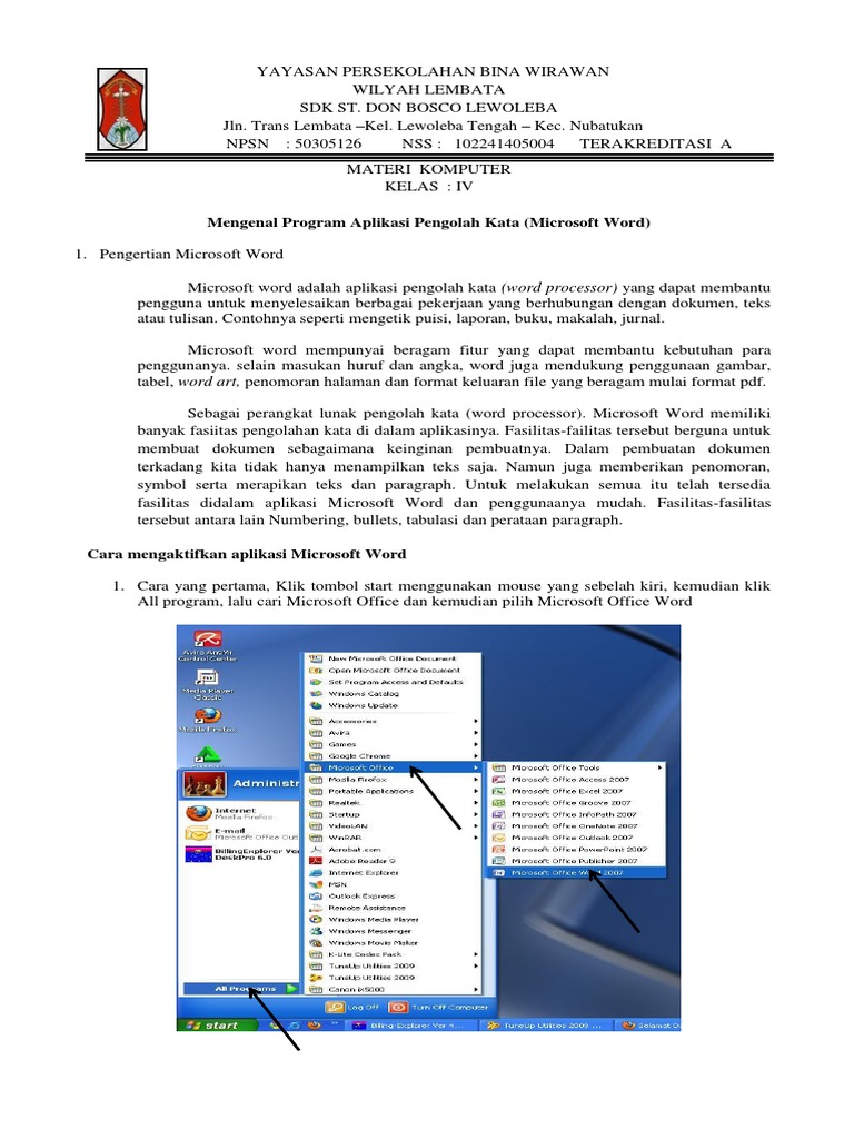 Materi Dan Tugas Komputer Kelas 4 | PDF