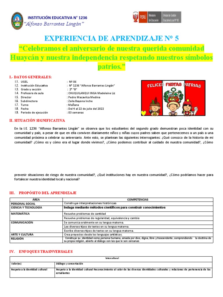 2° - Experiencia de Aprendizaje #05 | PDF | Comunicación | Evaluación