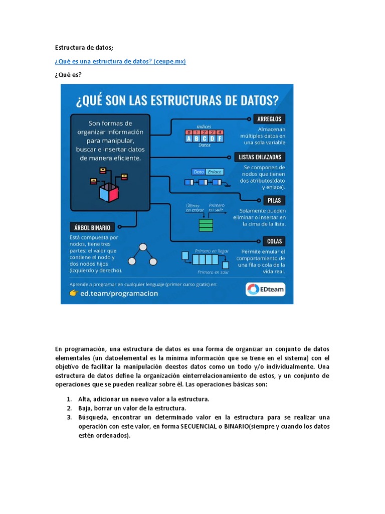 Estructura de Datos | PDF | Cola (tipo de datos abstractos) | Puntero (Programación de computadora)
