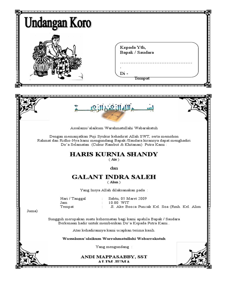 Undangan Koro Fadila Alting | PDF