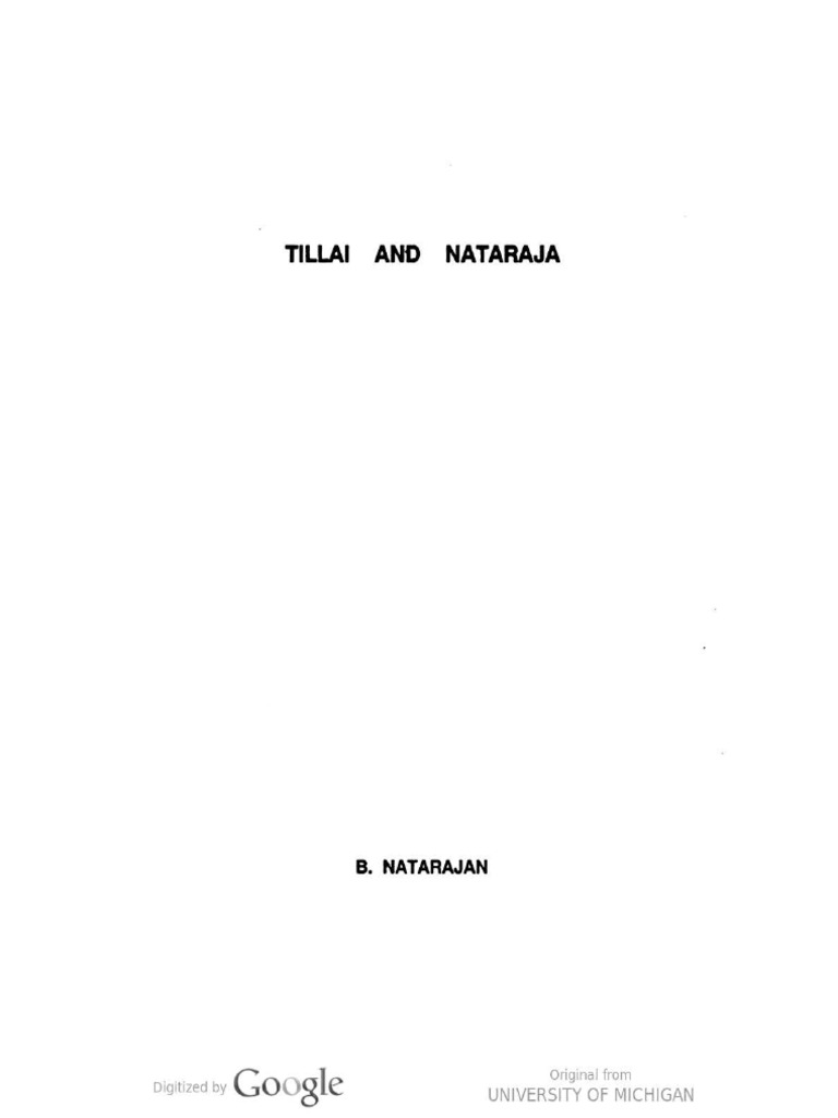 Tillai & Nataraja - B. Natarajan | PDF | Tamil Nadu