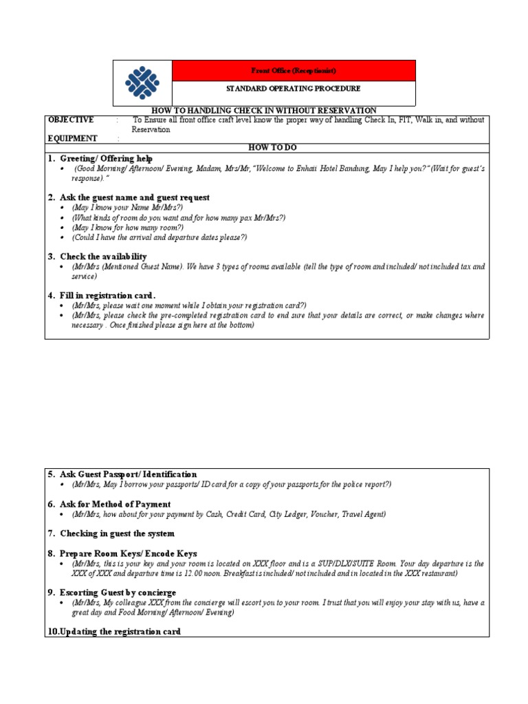 Sop Fo | PDF | Identity Document | Hospitality Industry Sop Fo | PDF | Identity Document | Hospitality Industry