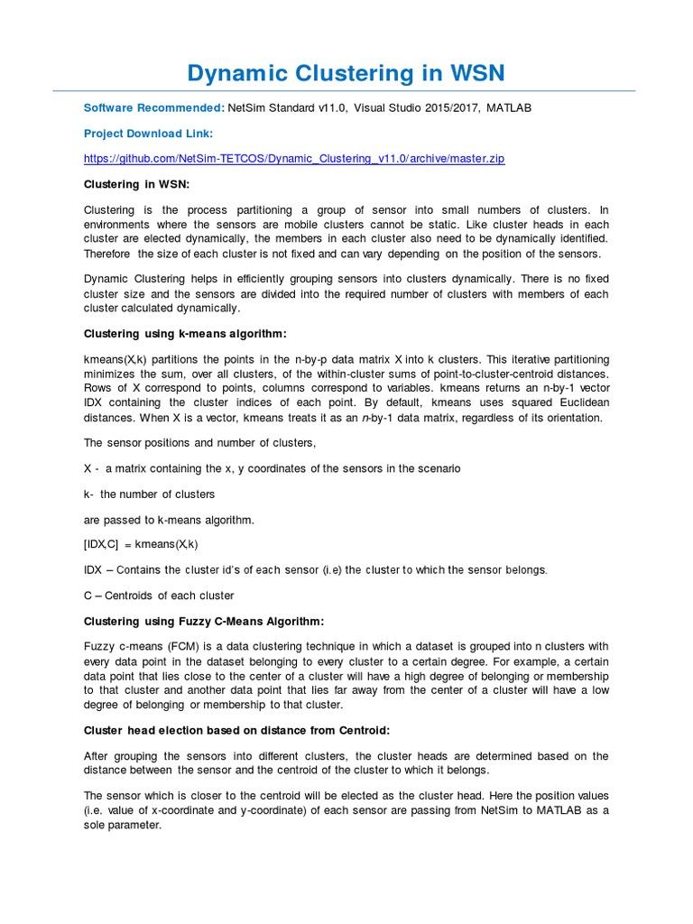 Dynamic Clustering in WSN | PDF | Cluster Analysis | Matlab