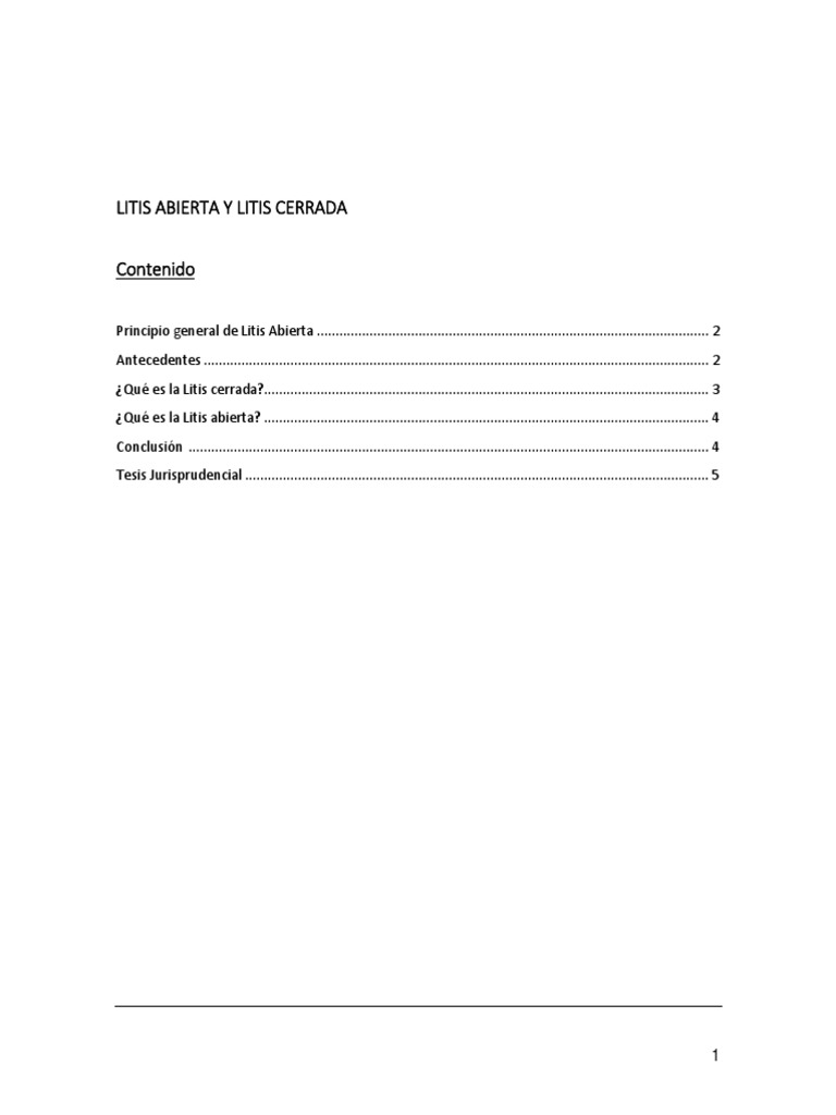 LITIS Abierta Y LITIS Cerrada | PDF | Caso de ley | Ley Pública