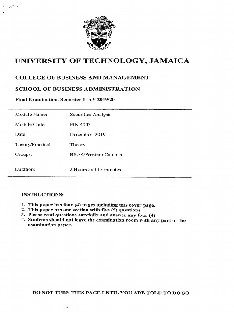1 Securities Past Paper | PDF