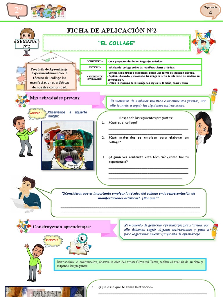 2° Ficha de Aplicación-Sesión2-Sem.2-Exp.3 - Arte y Cultura | Descargar gratis PDF | Collage ...