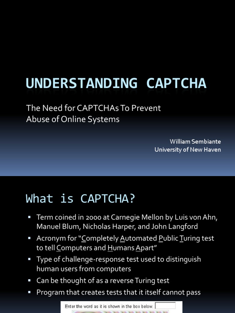 CAPTCHA Presentation | PDF