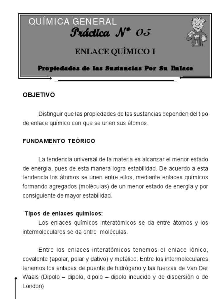 Practica de Enlace Quimico | PDF | Enlace químico | Enlace covalente