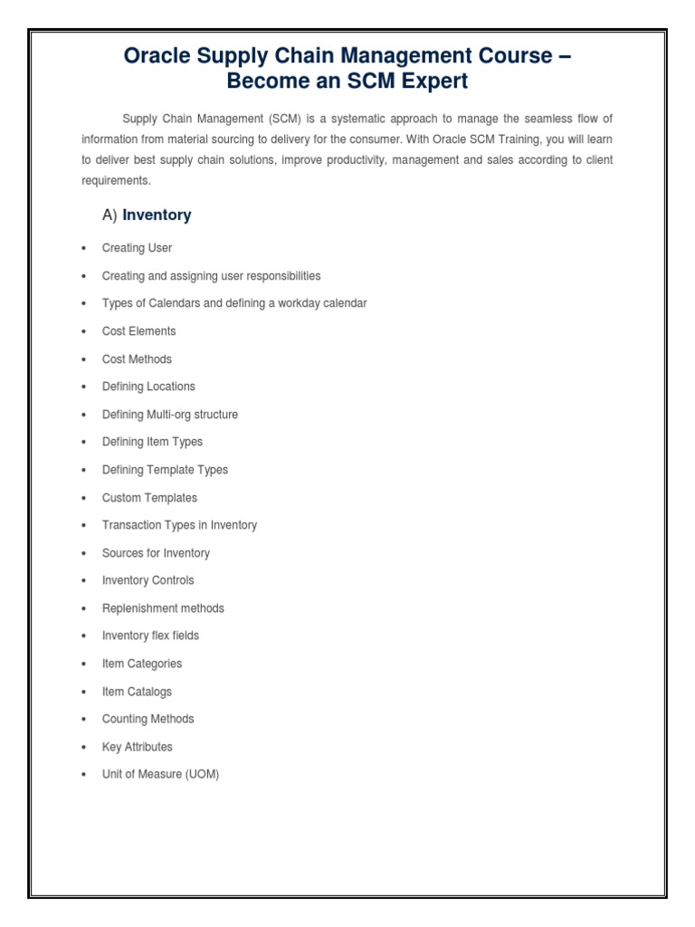 Oracle Supply Chain Management Total Steps | PDF | Supply Chain ...