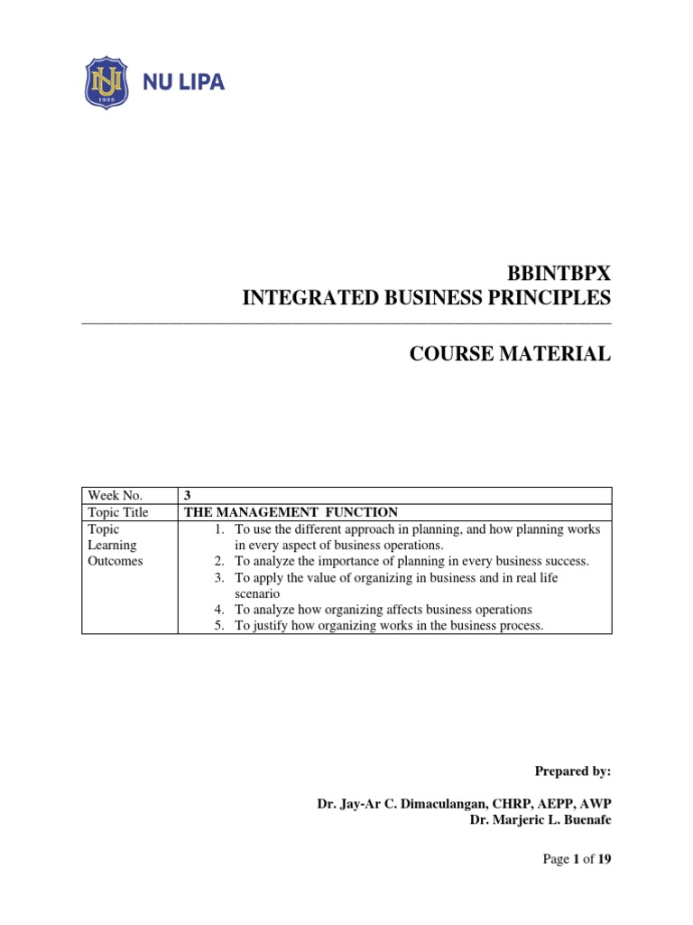 WK3 Course-Material-Integrated-Business-Principles | PDF | Goal ...