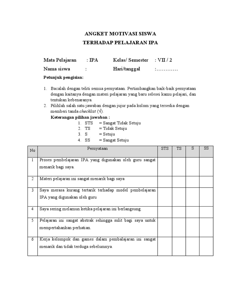 Angket Data | PDF | Karier & Perkembangan