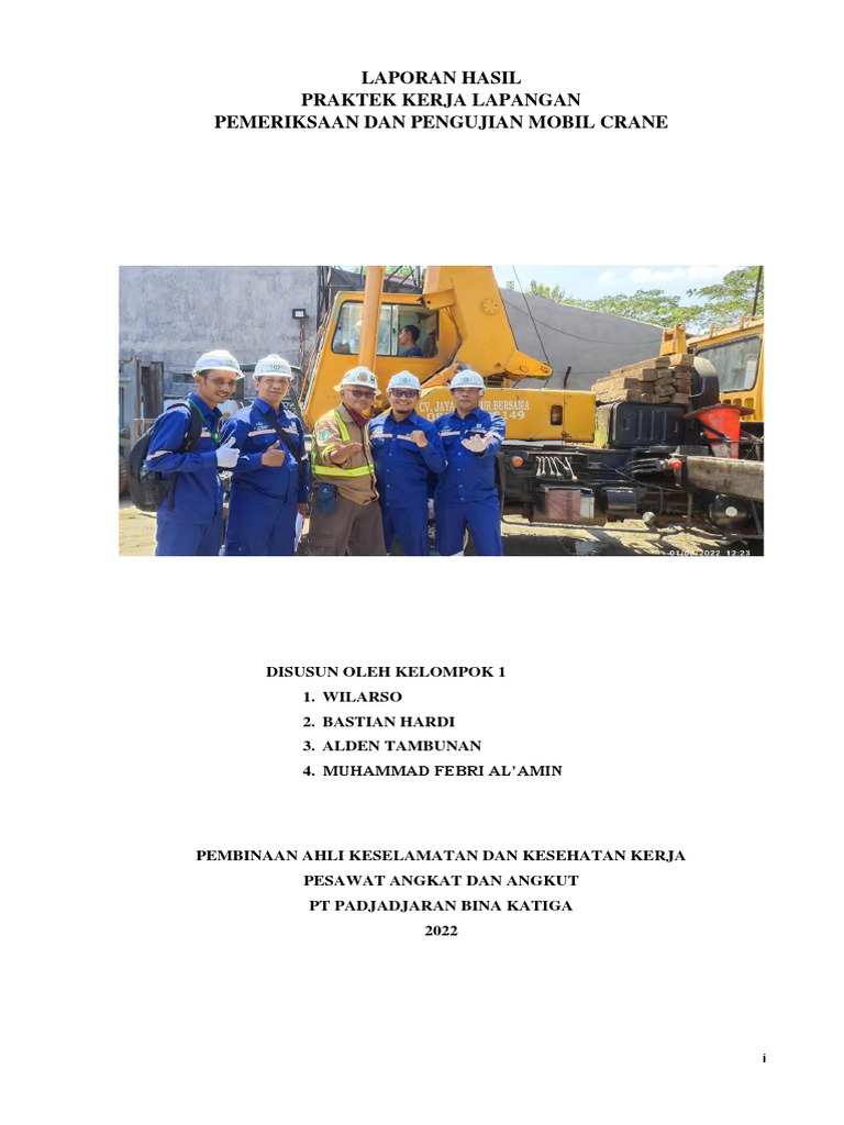 Final Laporan PKL Kelompok 1 MOBILE CRANE | PDF