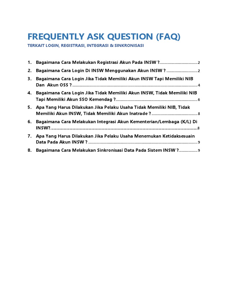 Panduan Login dan Registrasi INSW | PDF