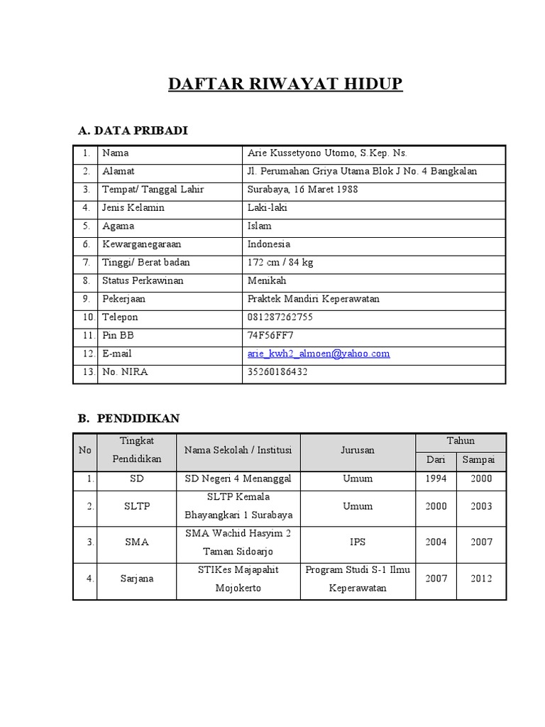 CV Ns. Tomo | PDF | Pengembangan Diri | Kesehatan Holistik