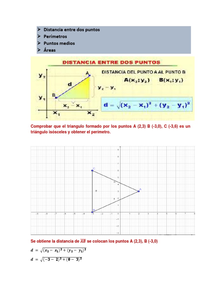 Distancia y perímetro en geometría | PDF