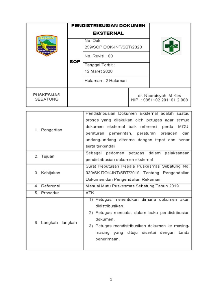 SOP Pendistribusian Dokumen Eksternal | PDF