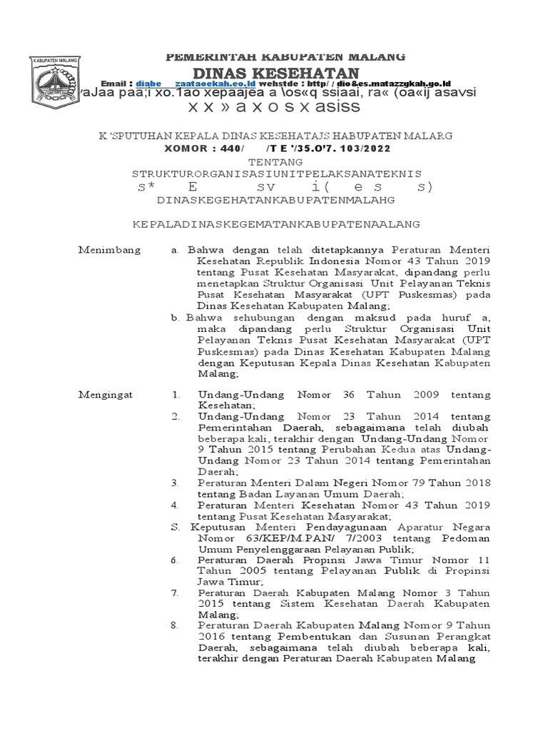 Contoh SK Struktur Organisasi Unit Pelaksana Teknis | PDF