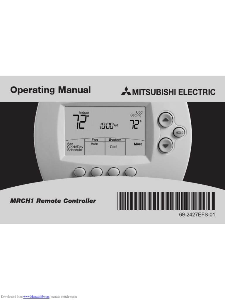 Mitsubishi Electric MRCH1 Operating Manual PDF | PDF | Humidity ...