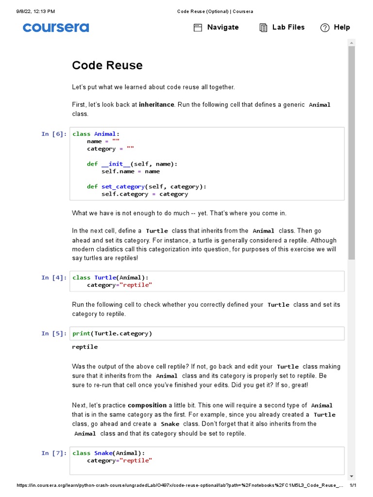 Code Reuse in Python OOP | PDF | Reptile | Computer Science
