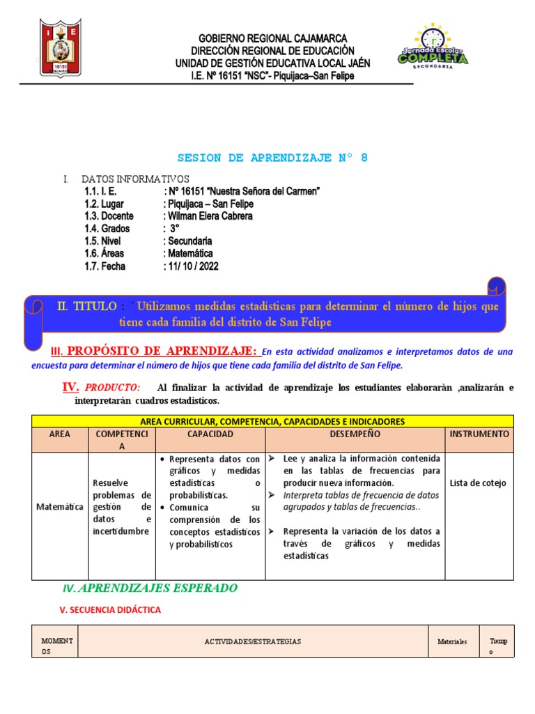 3° ACT 08 Utilizamos Medidas | PDF | Mediana | Matemáticas