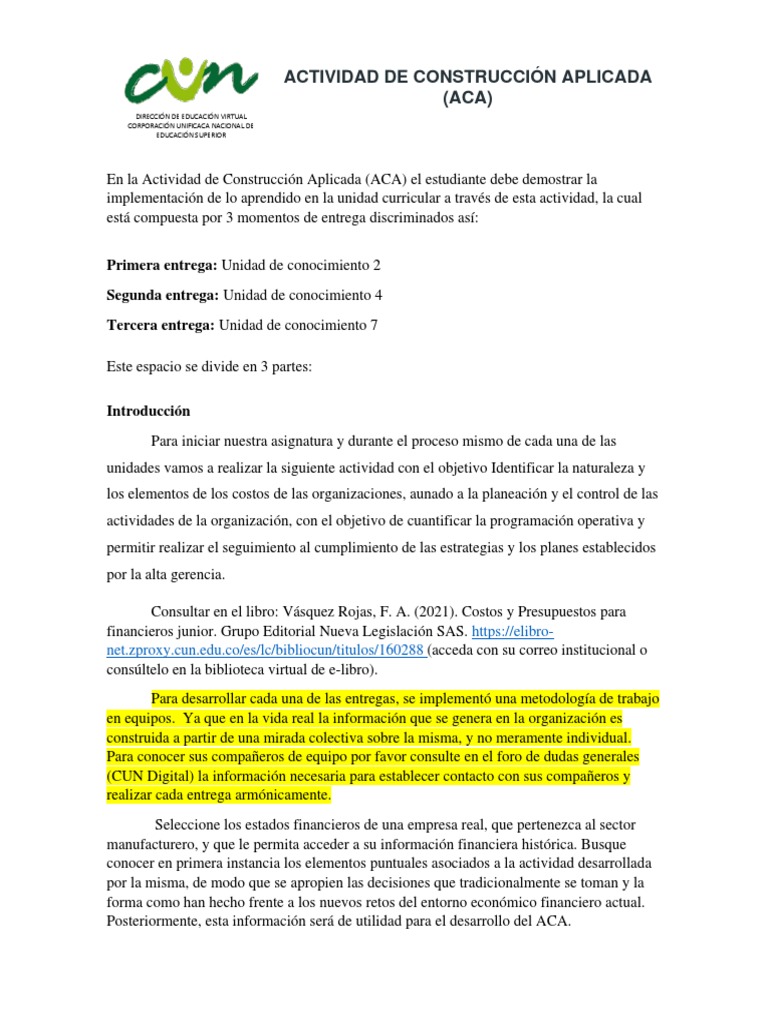Aca Costos y Presupuestos | PDF | Presupuesto | Estado financiero