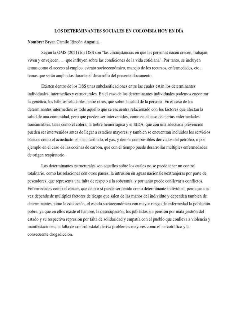 Los Determinantes Sociales en Colombia Hoy en Día | PDF | Colombia ...