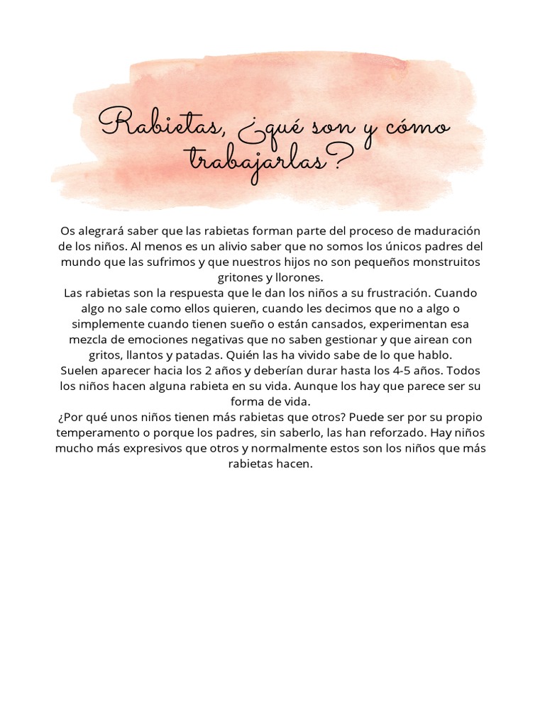 Rabietas, ¿Qué Son y Cómo Trabajarlas | PDF