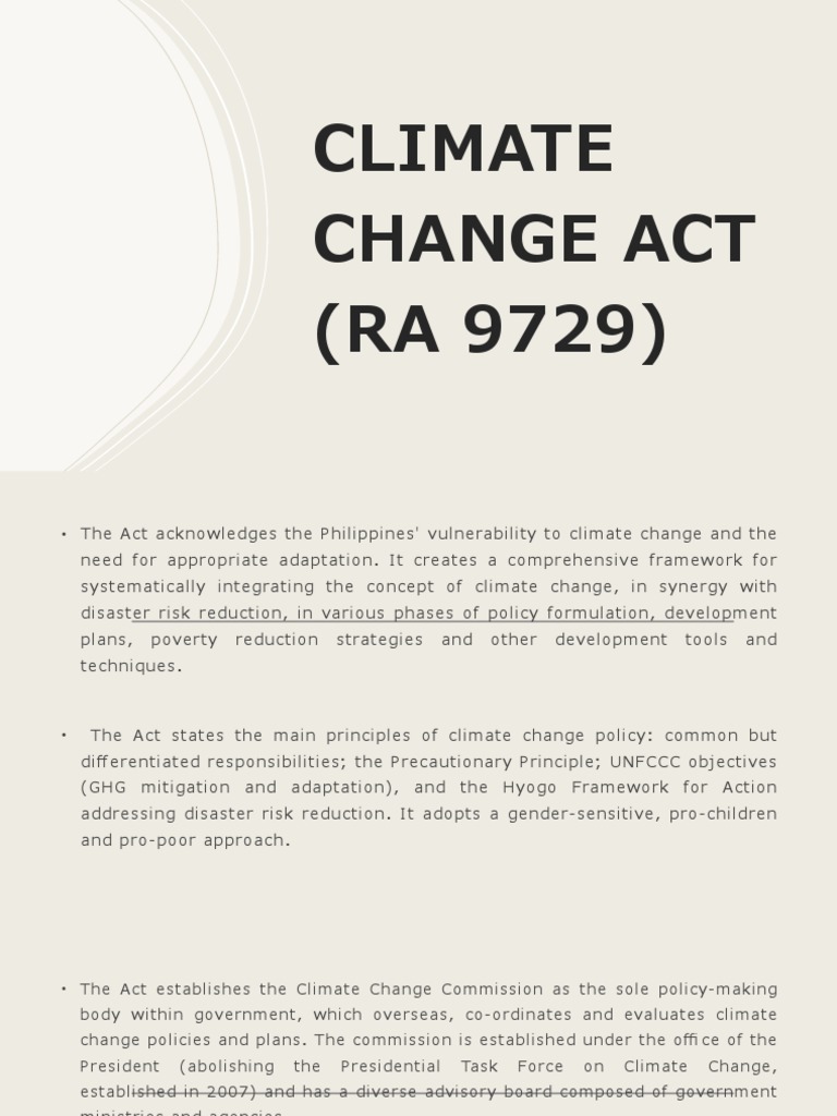 Climate Change Act Ra 9729 | PDF | Climate Change | Disaster Risk Reduction