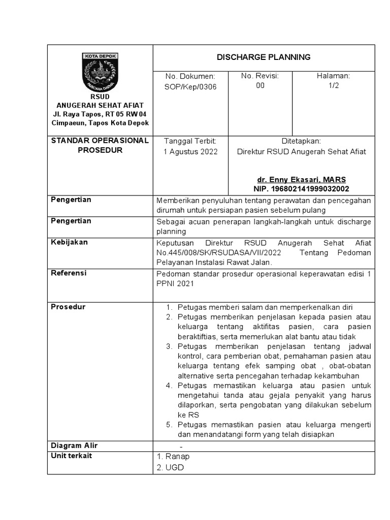 SOP Discharge Planning | PDF