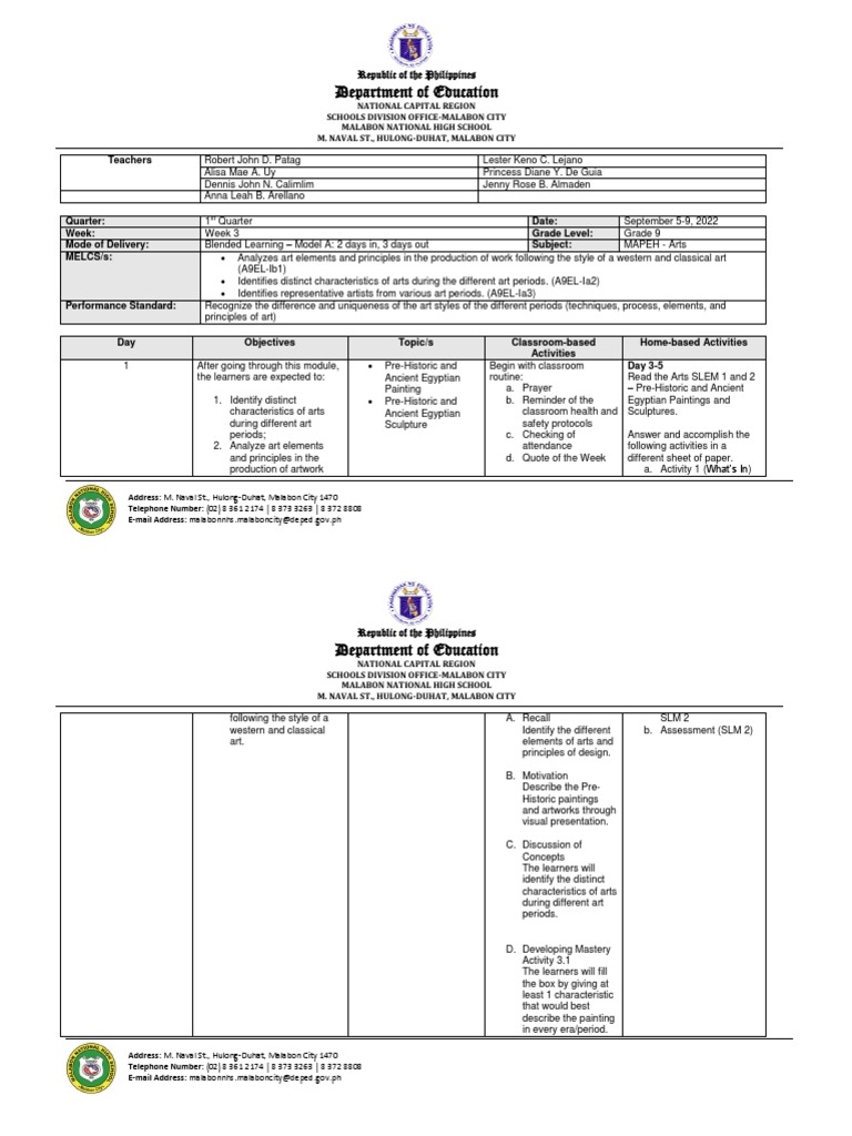 1st-qrt-WLP ARTS WEEK-3 GRADE 9 | PDF | Learning | Cognition 1st-qrt-WLP ARTS WEEK-3 GRADE 9 | PDF | Learning | Cognition