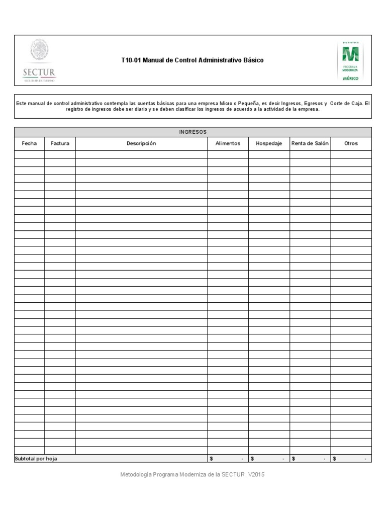 T10-01 Formato de Control Administrativo | PDF