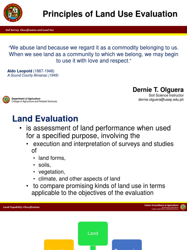 Principles of Land Use Evaluation | PDF | Agriculture | Evaluation