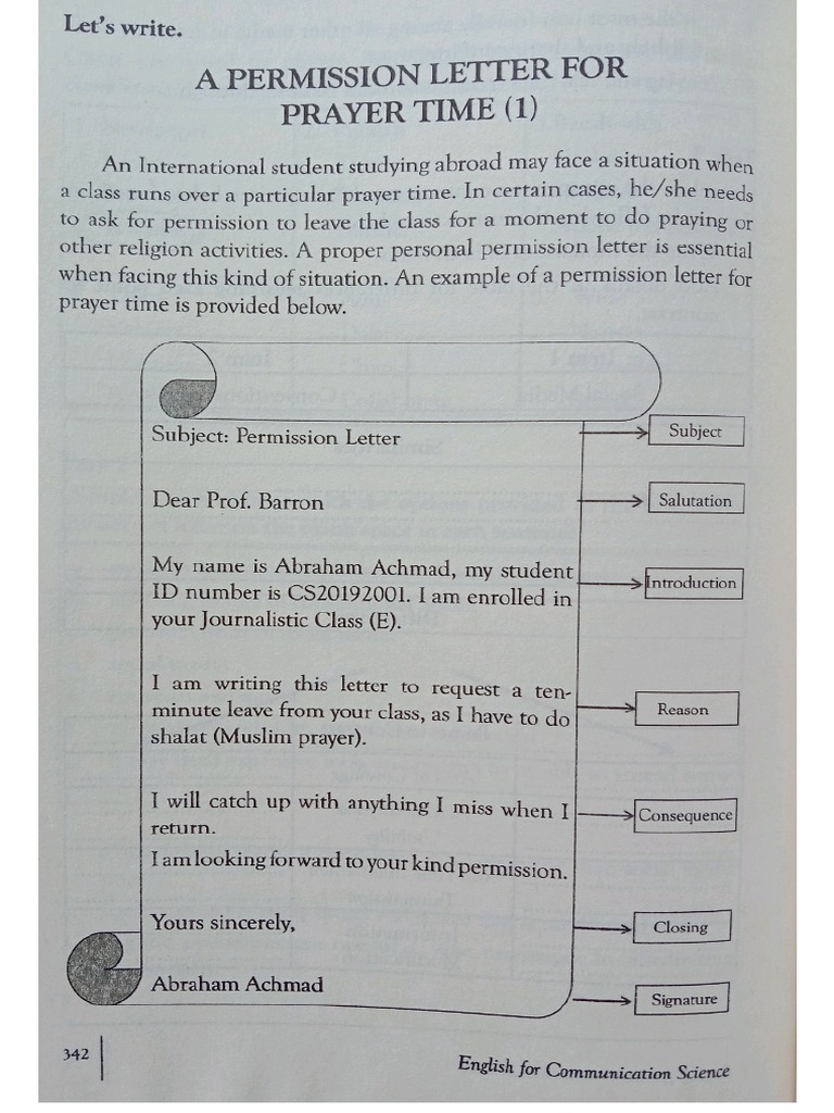 Permission Letter For Prayer Time | PDF