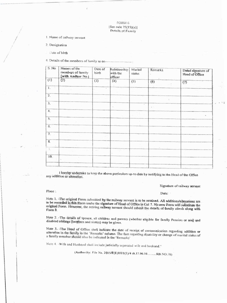 Form - 6 INDIAN RAILWAY | PDF