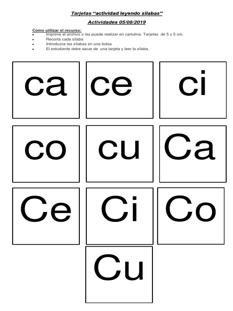 Tarjetas Silabas M Docx 3 | PDF
