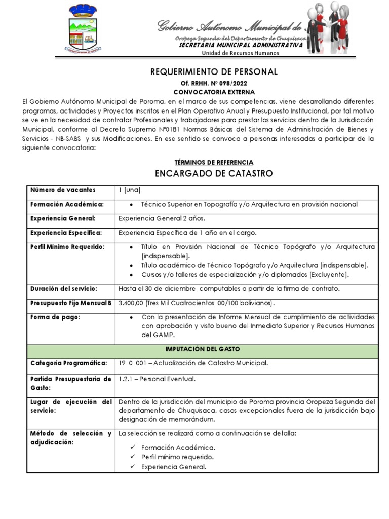 Tec Sup en Topo o Arqui Poroma Chuquisaca | PDF | Gestión de recursos ...