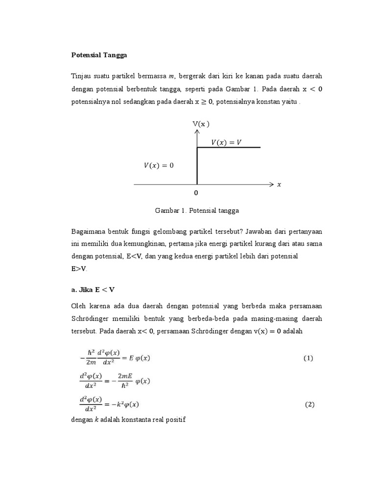 Persamaan Schrodinger Pada Potensial Tangga | PDF