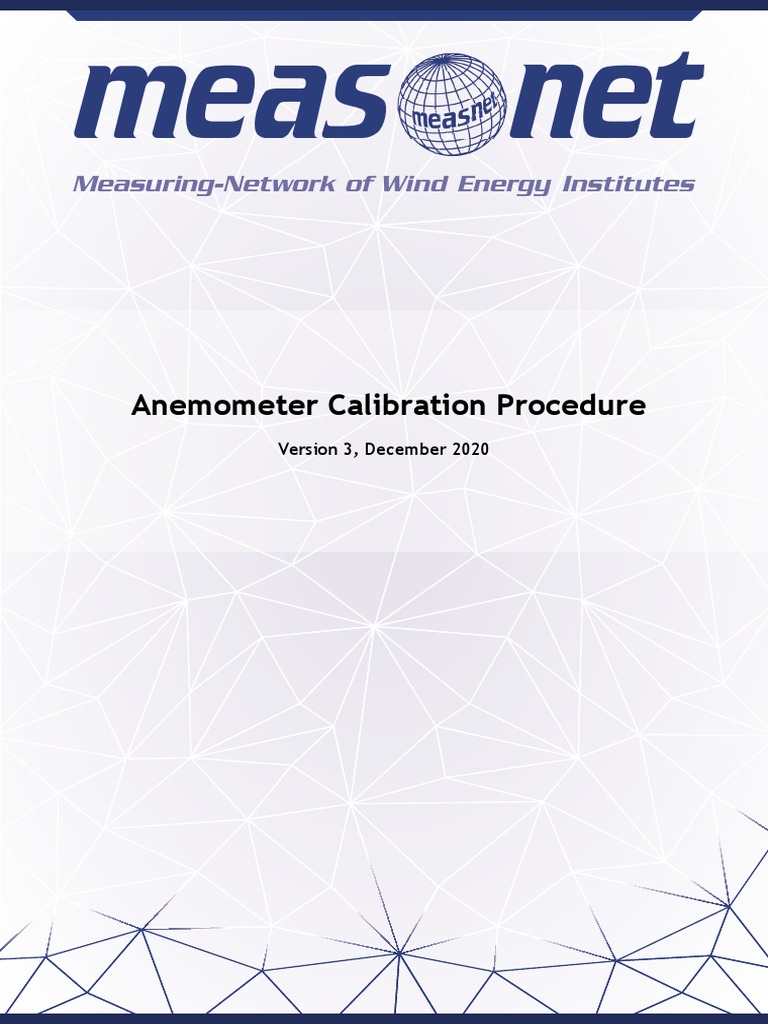 MEASNET Anemometer Calibration Guide | PDF | Calibration | Wind Speed