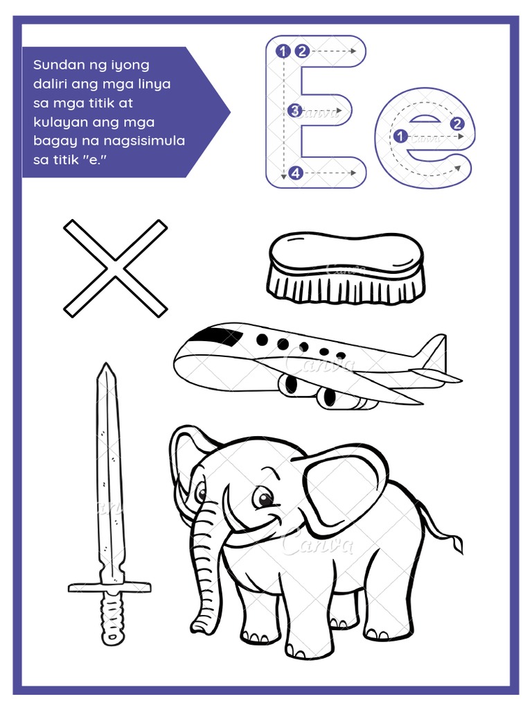 Mga Salitang Nagsisimula Sa E Coloring Worksheet | PDF