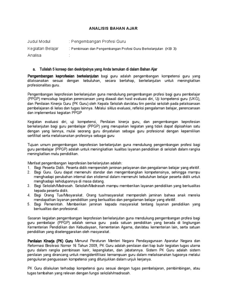 Analisa Bahan Ajar Modul 2 KB 3 | PDF