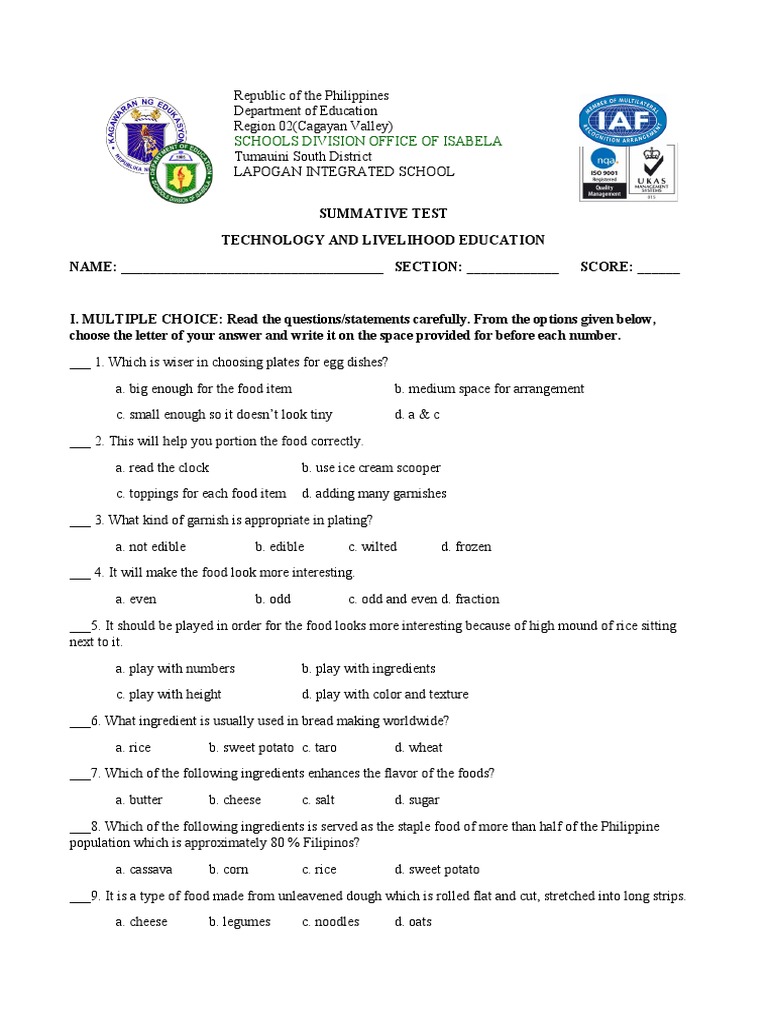 Tle 10 Q2 | PDF | Pasta | Dough