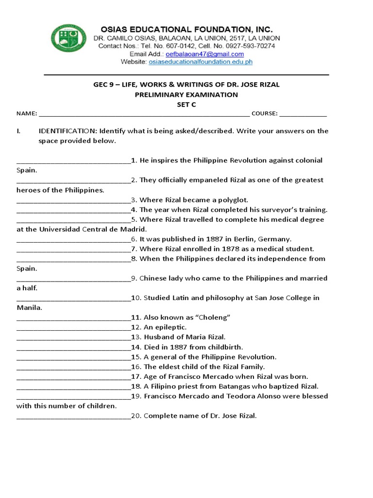 Gec 9 Prelim Exam Sa2022 | PDF | Philippines