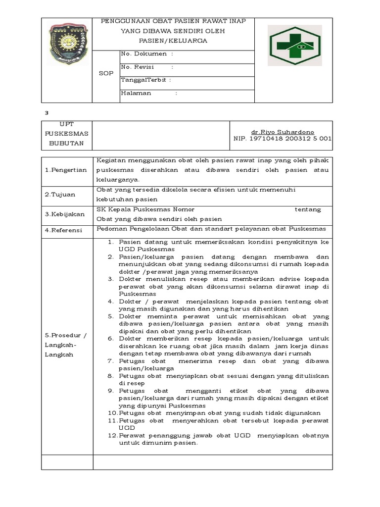 8.2.2.8 Obat Ranap Dibawa Pasien Atau Keluarganya | PDF