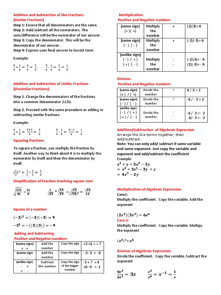 Basic Math Review Guide | PDF | Multiplication | Mathematical Objects