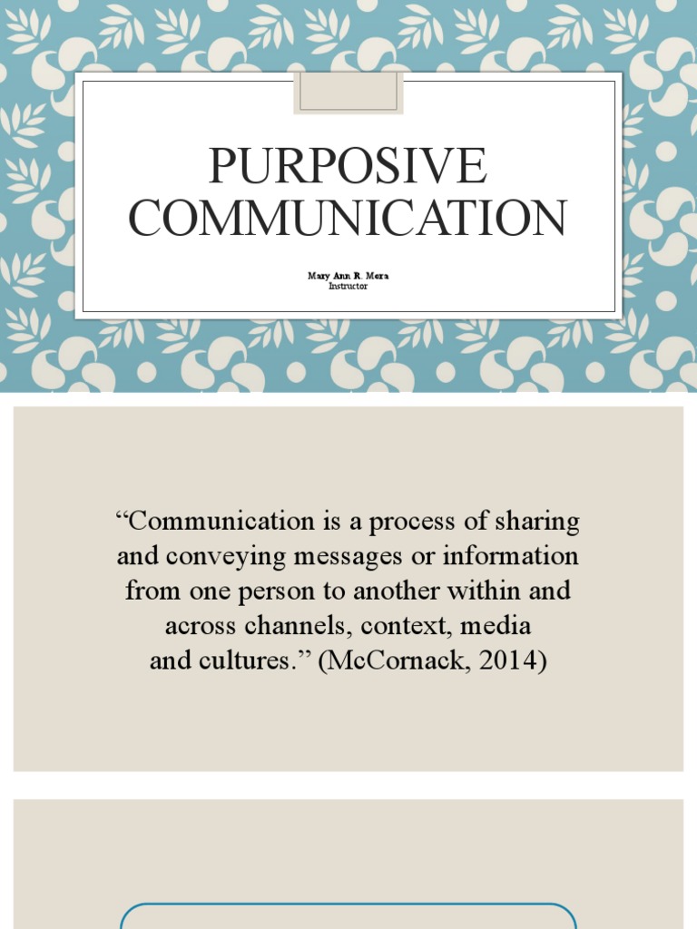 Key Concepts of Purposive Communication | PDF | Communication ...