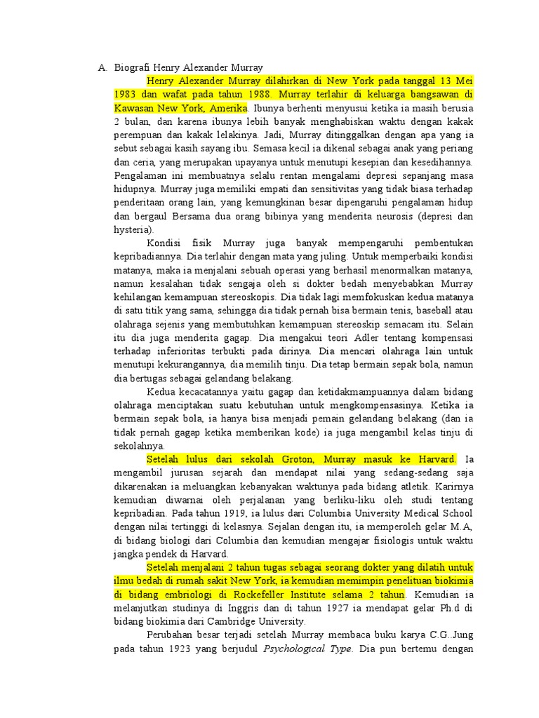 Biografi Henry Alexander Murray | PDF
