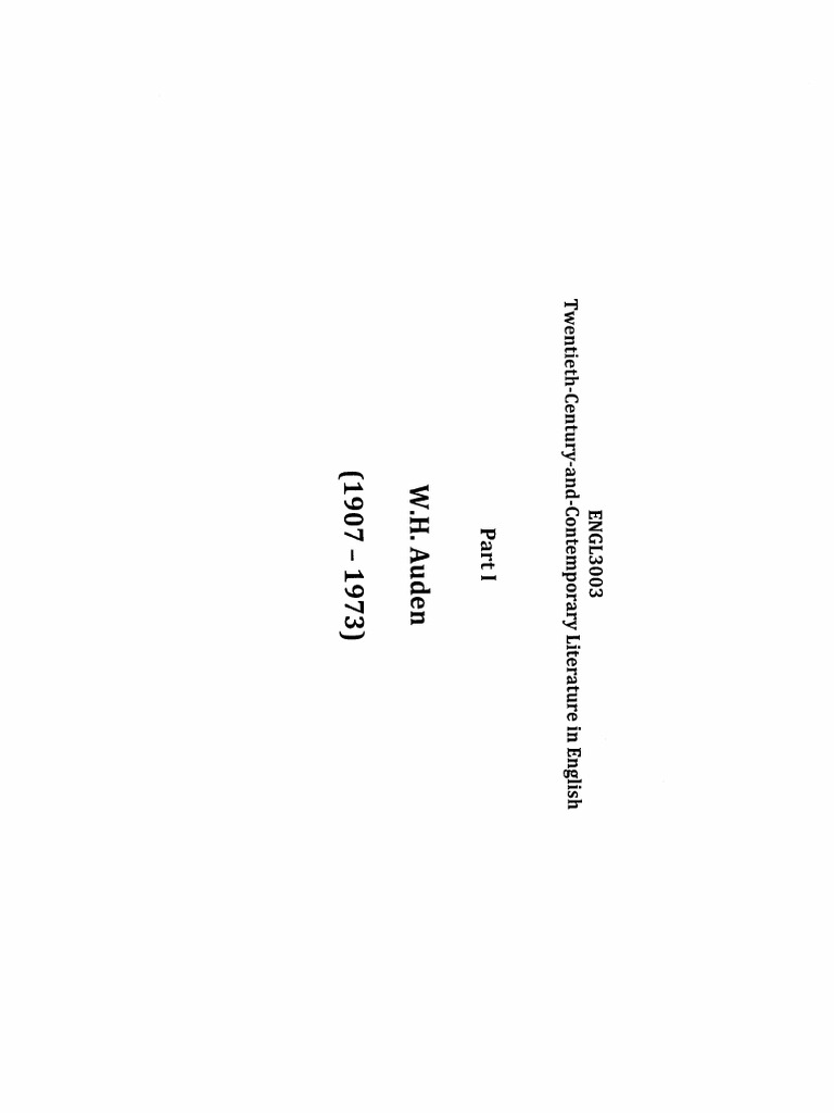 WH Auden - Poems - Part I | PDF